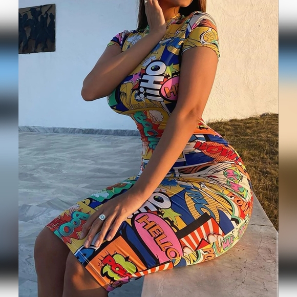 Fashion Nova | Dresses | Colorful Comic Dress | Poshmark